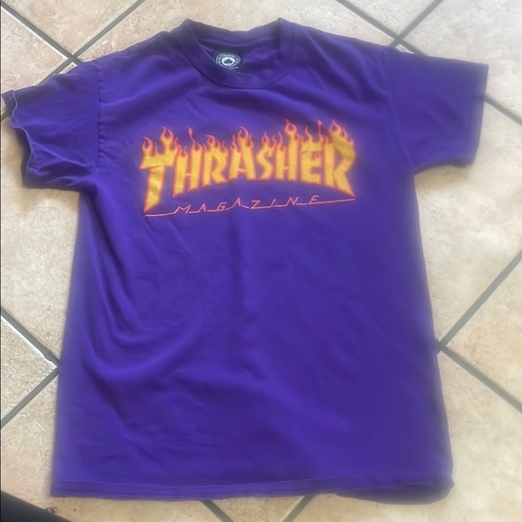 Thrasher | Tops | Thrasher Purple Short Sleeve Tee Flame Logo | Poshmark